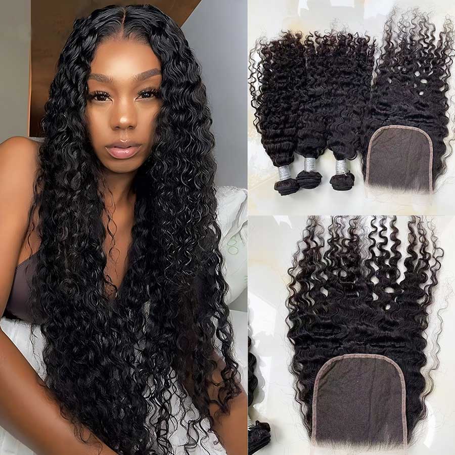 Curly Hair With HD Lace Closure Virgin Human Hair Bundles With Lace ...